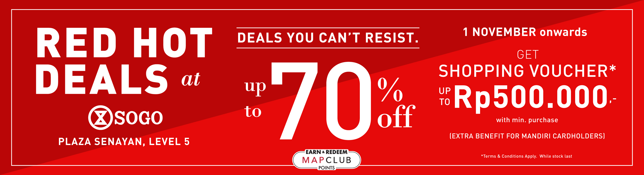 Promo Red Hot Deals Diskon Up to 70% di SOGO Plaza Senayan
