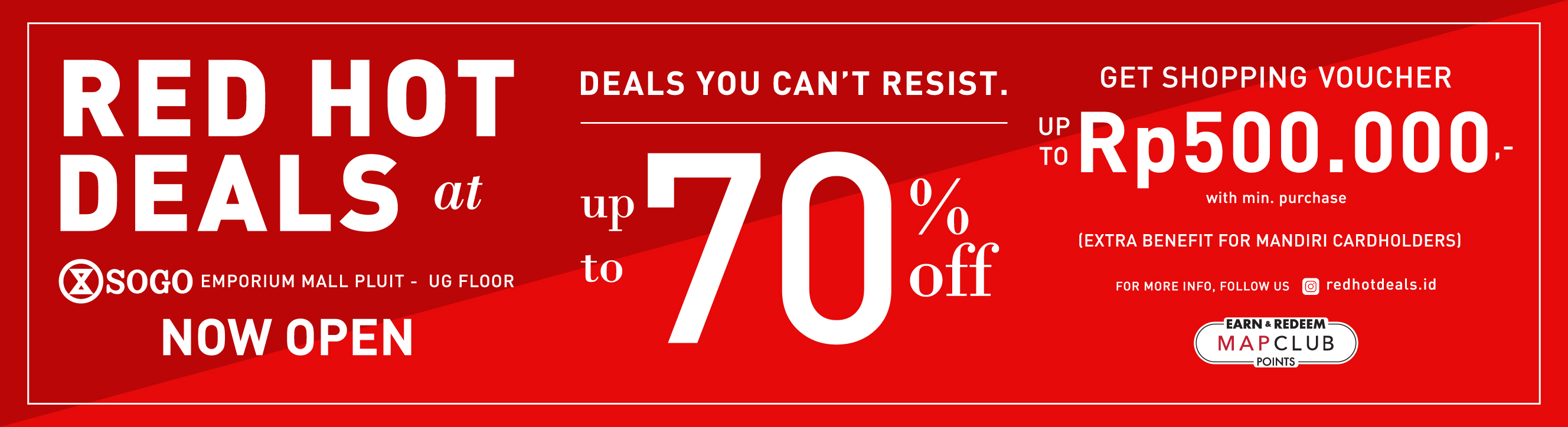 Promo Red Hot Deals Diskon Up to 70% di SOGO Plaza Senayan