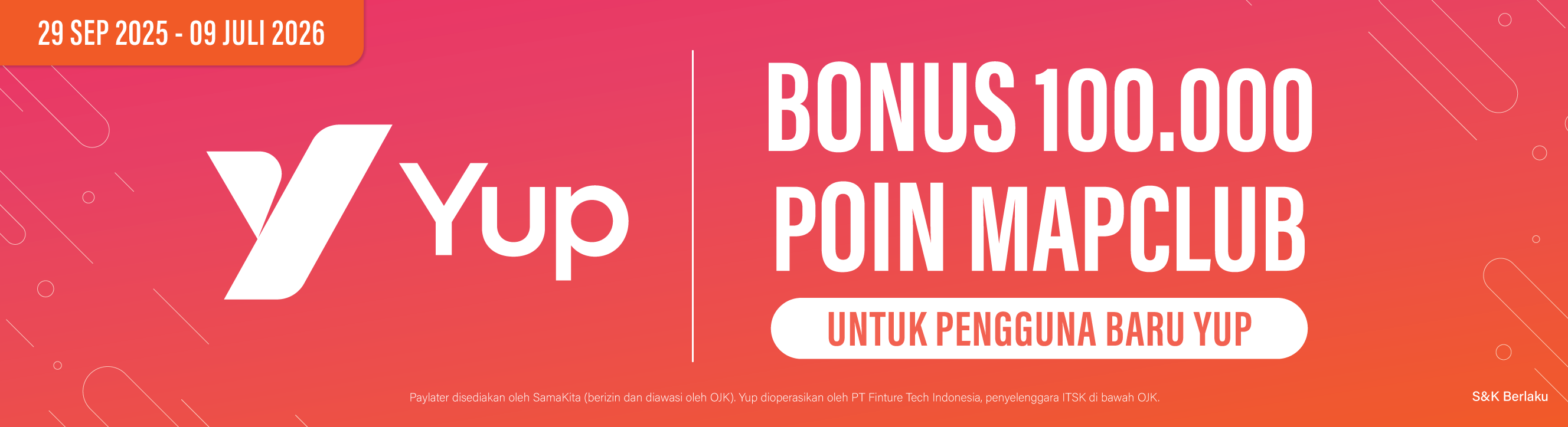 Daftar Yup, Bonus 100.000 Poin MAPCLUB!