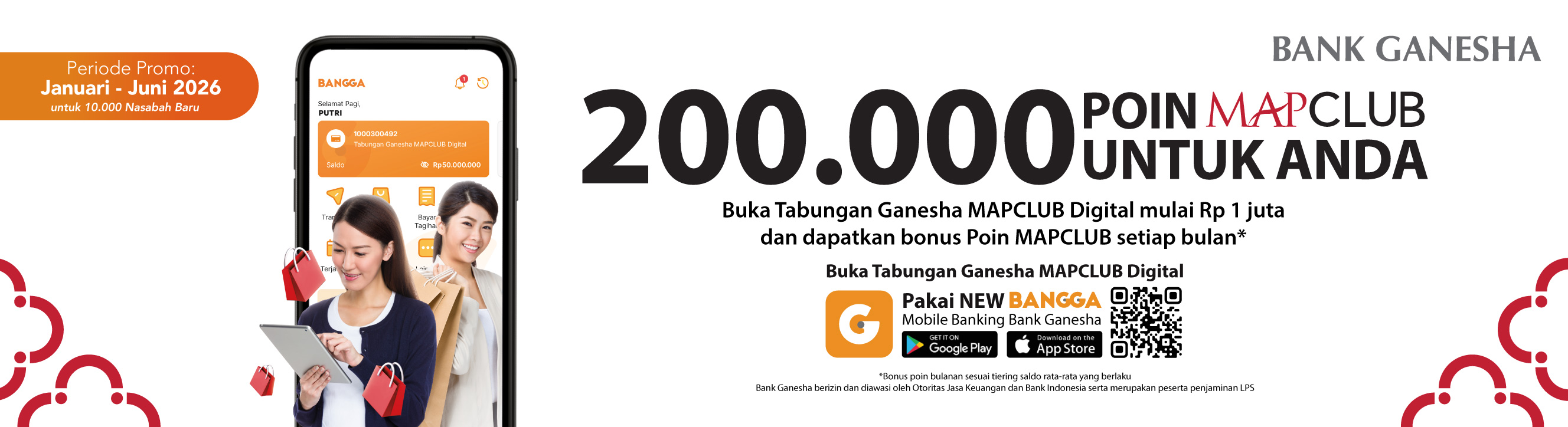 Nabung di Bank Ganesha, Dapat Bonus Jutaan Poin MAPCLUB Setiap Bulan!